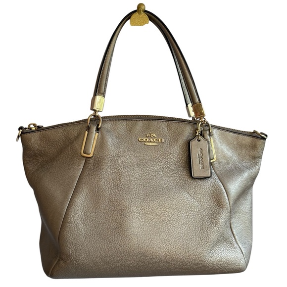 Coach | Bags | Coach Kelsey Leather Satchel In Pebble Silver ...